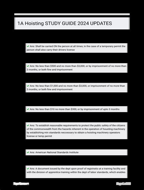 1a Hoisting Study Guide 2024 Updates
