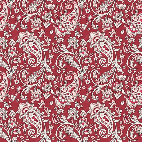 Premium Vector Indian Paisley Seamless Pattern On Red Background