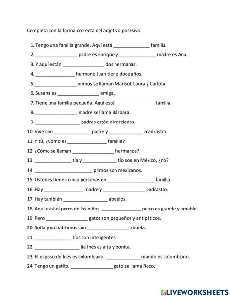 Spanish Possessive Adjectives Chart Minimalist Chart Design