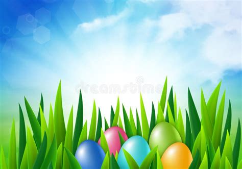 Easter Eggs In The Grass Stock Vector Illustration Of Pattern 67952372