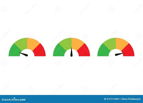 Performance Meter Icons Indicator Gauges Set Status Dashboard Dials