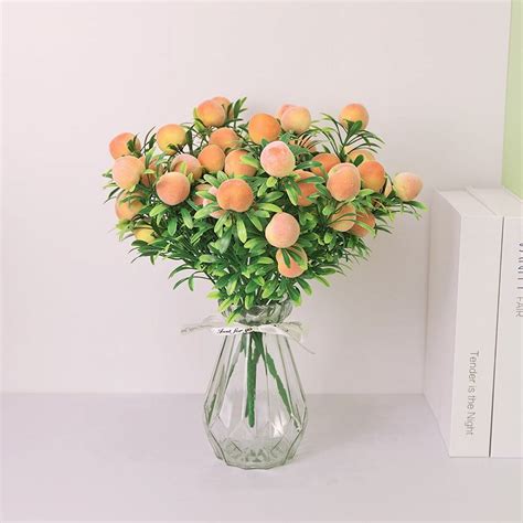 Room Decor Home Decor Artificial Greenery Stem With Fruit Simulation Tangerine Plastic Tree