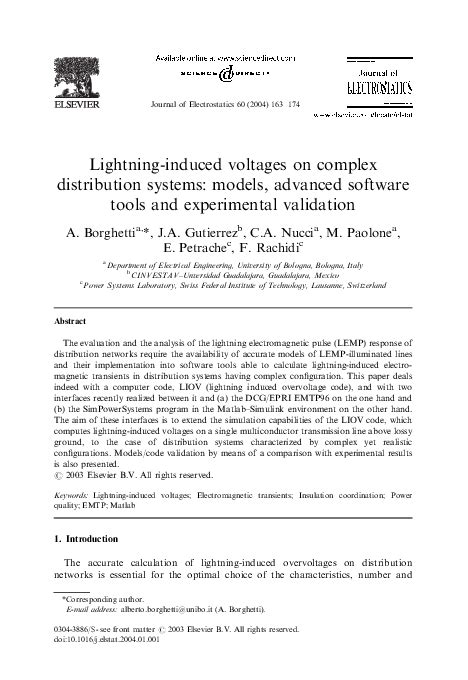 Pdf Lightning Induced Voltages On Complex Distribution Systems Models Advanced Software