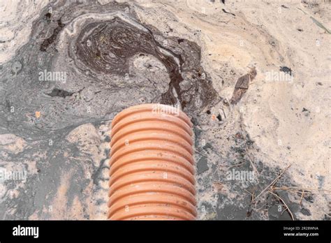 Drainage Pipe With Water Stream Flowing Storm Water Management In