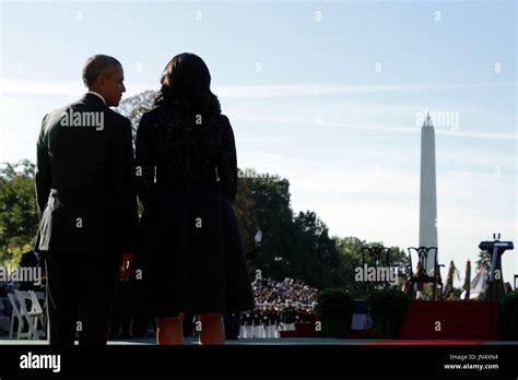 Us Präsident Barack Obama Und First Lady Michelle Obama Warten Auf Die
