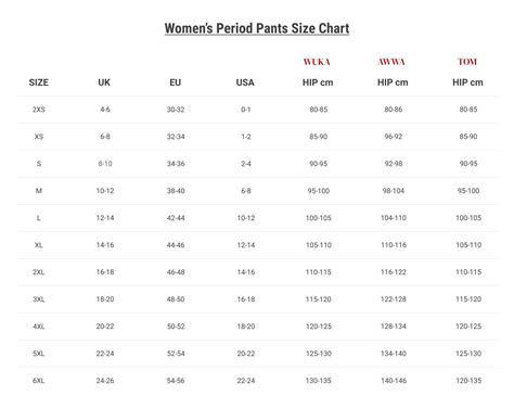 Period Wear Size Guide Find The Perfect Fit For Your Period Tom