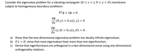 Solved Consider The Eigenvalue Problem For A Vibrating