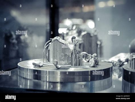 Object Printed On Metal 3d Printer Close Up Object Printed In Laser Sintering Machine Modern