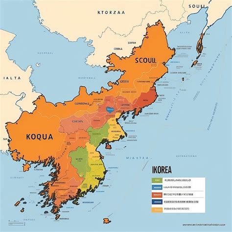 Mapa De Corea Del Sur Con Fronteras Ciudades Capital Seúl Y Divisiones