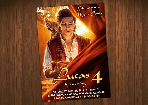 Aladdin Invitation Aladdin Birthday Invitation Jasmine Invitation