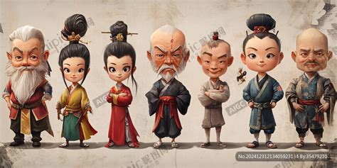 Ai创作图古代卡通人物ip 侍臣彩泥 历史文创卡通人物 百家宗师 Q版水浒人物 隋朝侍臣彩泥 群俑 古代名人学者 古代人物群 古代人物彩泥 古代爷爷 儒家素材 太极q版人物 Q版狄仁杰 卡通