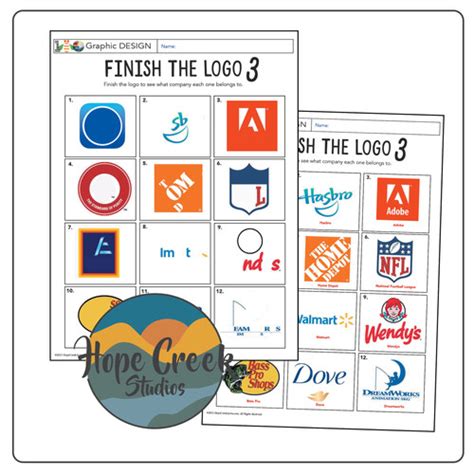 Graphic Art Design Finish The Famous Logo Worksheet Handout Lesson Activity 3 Hopecreek
