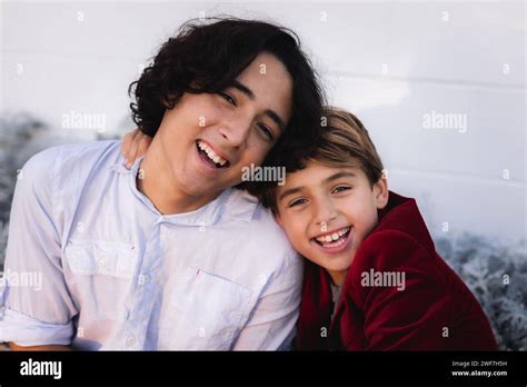 Two Brothers Hugging And Showing Love For Each Other Stock Photo Alamy
