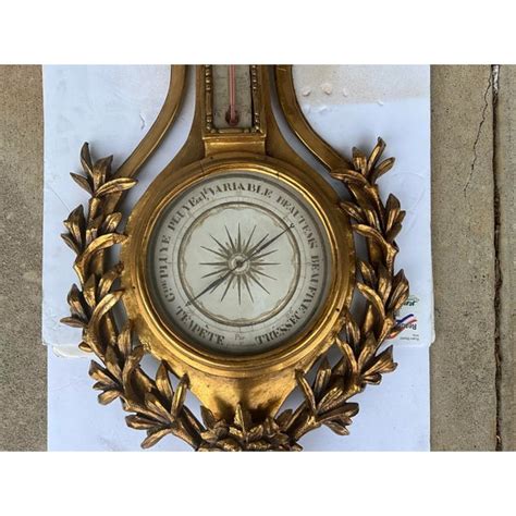 French Neo Classical Style Louis Xvi Style Carved Giltwood Barometer