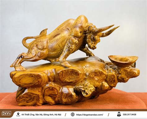 Tượng Bò Tót Gỗ Cẩm Ta Cao 38cm Đồ Gỗ Toàn Đào