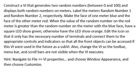 Solved Problem The Generate The Front Panel And