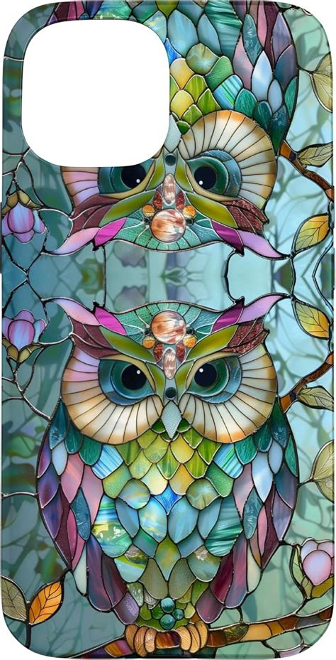 Owl Lover Stained Glass Effect Art Stain Glass Floral Case