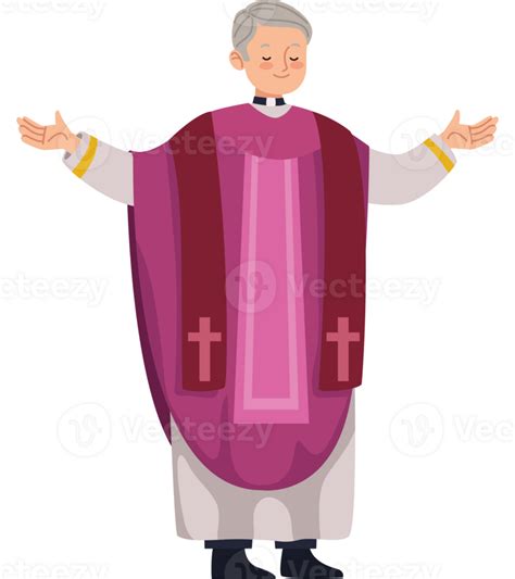 A Cartoon Priest In Purple And White 49027884 Png