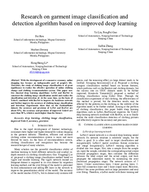 Pdf Research On Garment Image Classification And Detection Algorithm
