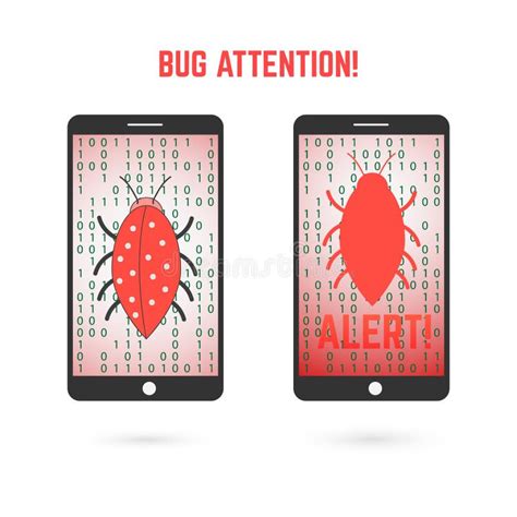Bug Attention Illustation For Testing Design Stock Vector Illustration Of Display Detecting