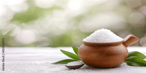 Ayurvedic Sinus Cleansing And Salt Therapy With Neti Pot Salt Concept