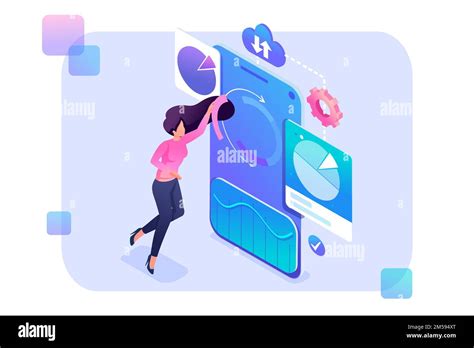 Young Girl Adjusts Charts And Graphs On Your Smartphone Data Analysis