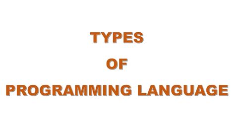 Types Of Programming Languages Youtube