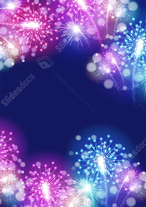 A Festive Celebration Of Colorful Fireworks Page Border Background Word