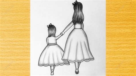 How To Draw A Mother And Daughter Drawing For Beginners।।easy Drawing