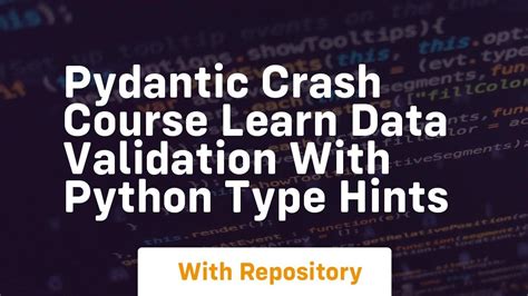 Pydantic Crash Course Learn Data Validation With Python Type Hints Youtube