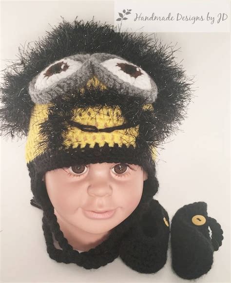 Minion With Afro Inspired Hat And Bootie Set Handmade Etsy