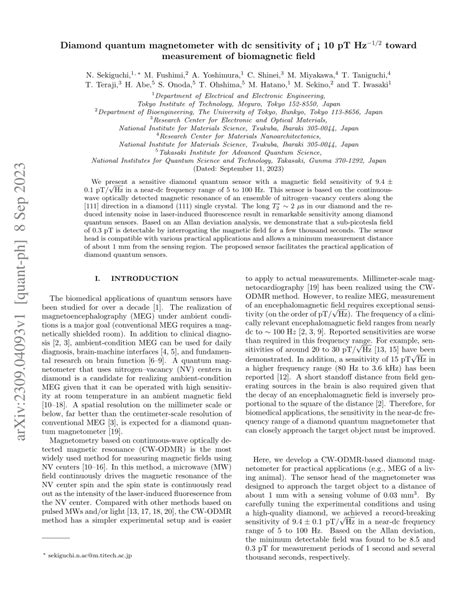 Pdf Diamond Quantum Magnetometer With Dc Sensitivity Of