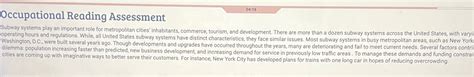 Solved Occupational Reading Assessmentsubway Systems Play An