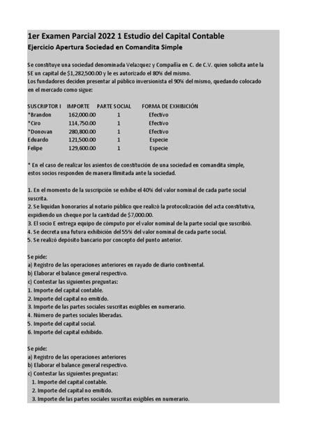 1er Examen Parcial 2022 1 Estudio Del Capital Contable Barm Pdf