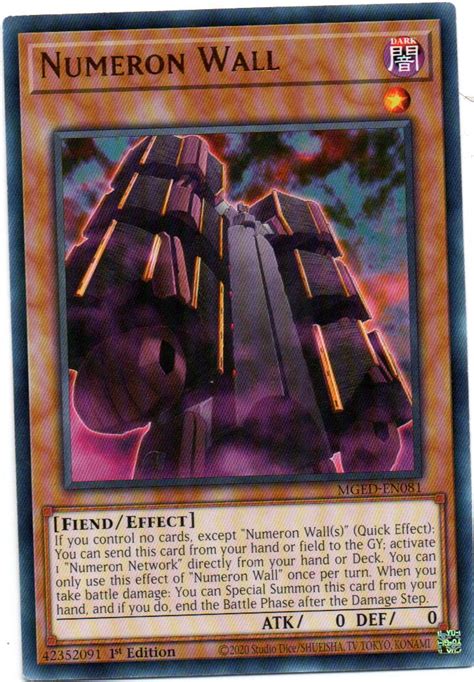 Numeron Wall Carta Yugi Mged En081 Rare