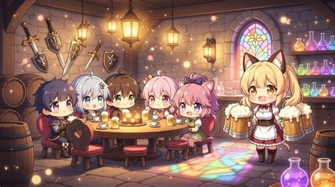 Free Cozy Tavern Gathering Image Chibi Kawaii Anime Download At