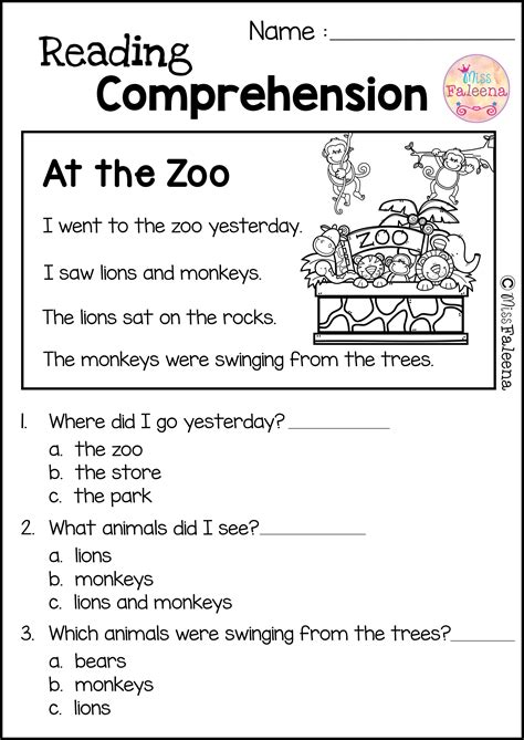 Preschool Reading Comprehension Worksheets