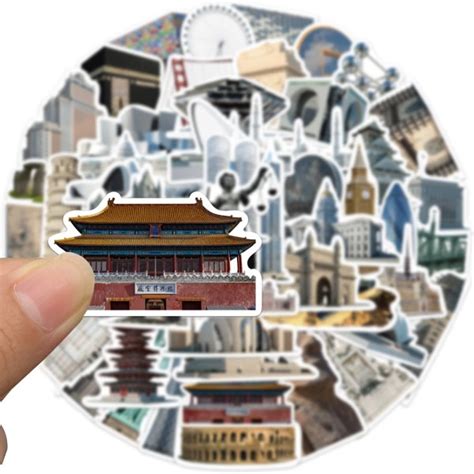 Tourist Attractions Vinyl Stickers 65 Pack Moshimoshi Uk