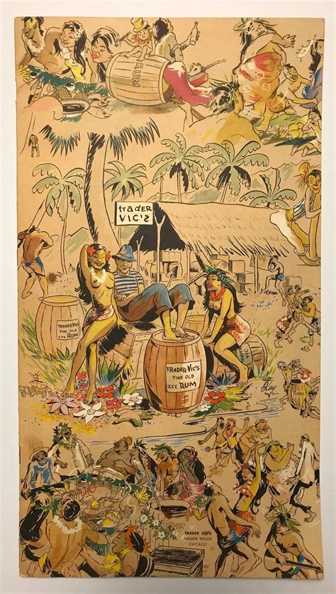 Trader Vics Cocktail Menu Art Giclee Print Etsy Canada Tiki Art