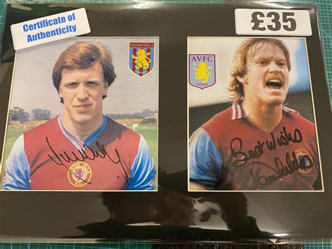 Aston Villa Brendon Ormsby And David Geddis Personally Signed Display Sportsnight Events
