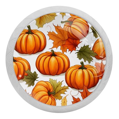 Maple Leaf Pumpkin Pattern 4pcs Cabinet Knobs Pulls Fluorescent Drawer