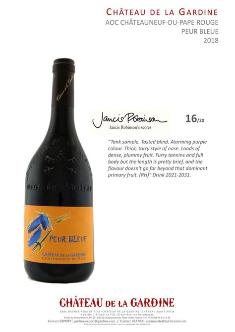 Presse 2018 Châteauneuf Du Pape Rouge Peur Bleue Château De La