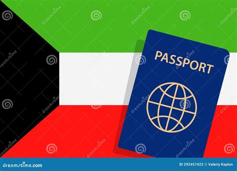 Kuwait Passport Kuwaiti Flag Background Vector Illustration Stock