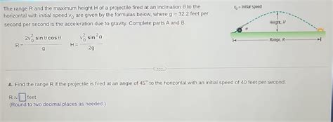 Solved The Range R And The Maximum Height H Of A Projectile Chegg Com