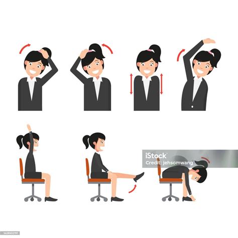 Ergonomicsstretching Or Exercising Office Syndrome Vector Illustration