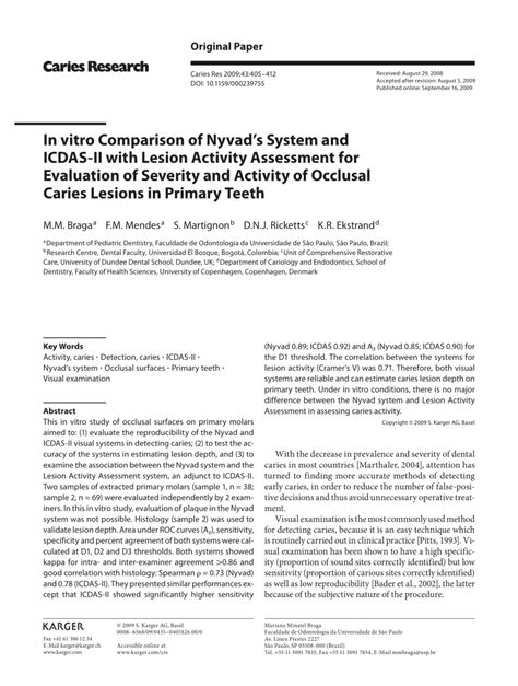 Pdf In Vitro Comparison Of Nyvads System And Icdas Ii With Lesion Activity Assessment For