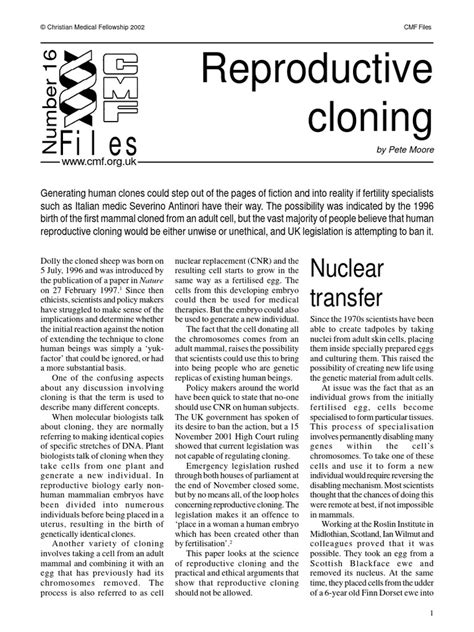 Reproductive Cloning The Human Journey Pdf Cloning Reproduction