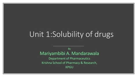 Physical Pharmacy I Third Semester Unit I Solubility Of Drug Pptx