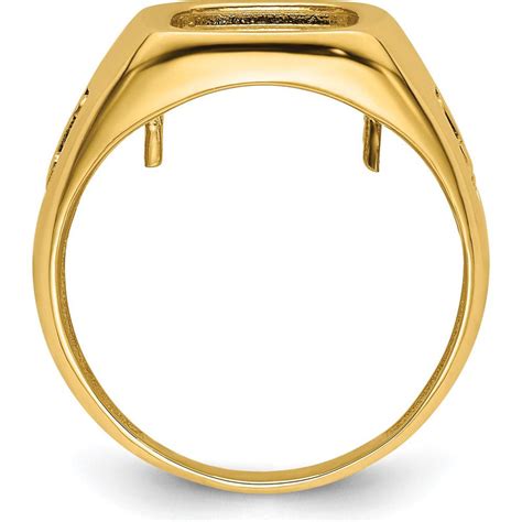 10k Yellow Gold Mens Polished And Textured Masonic Ring Mounting 12
