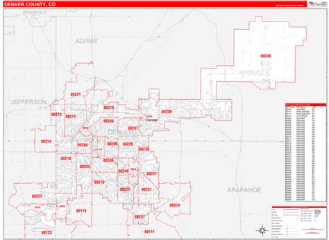 48x36 Paper Wall Map Denver Colorado Zip Code Wall Map 48x36 Inches
